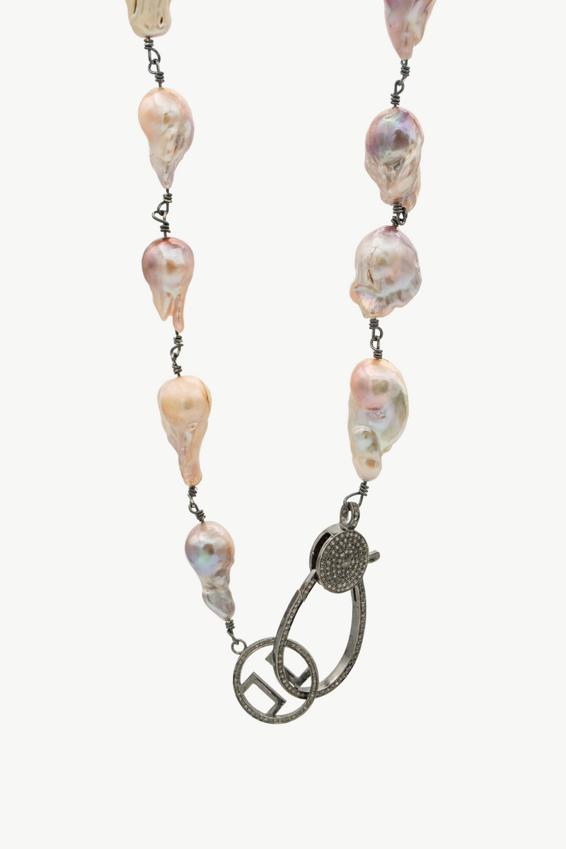 Janie Necklace - Peach Pearl & Silver – Harvest